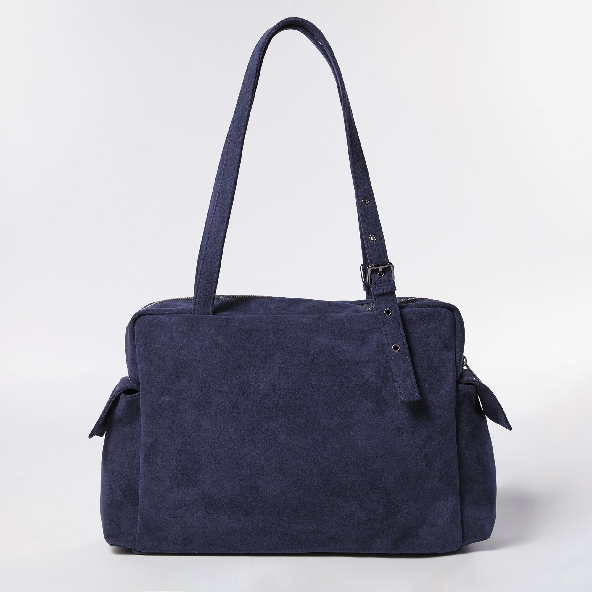 pocket utility bag L suede navy