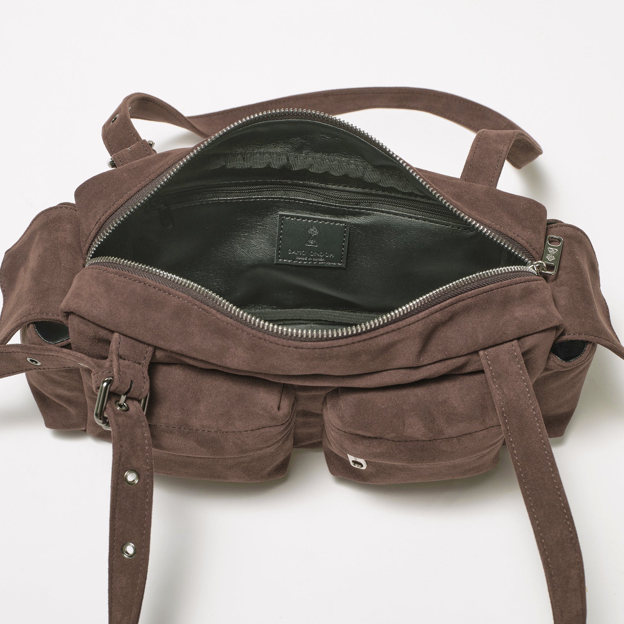 pocket utility bag M suede khakigray